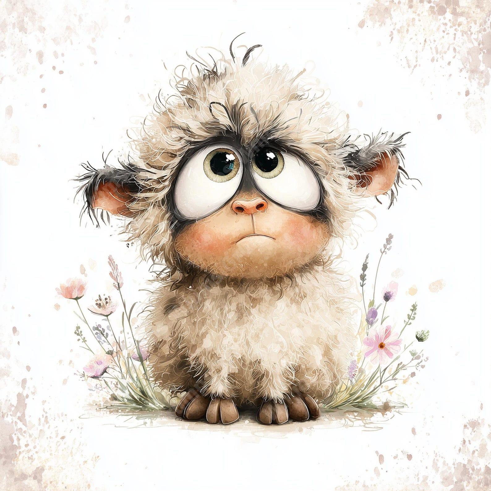 10 Watercolor Grumpy Sheep Clipart Bundle – Quirky Silly Animal Pngs ...
