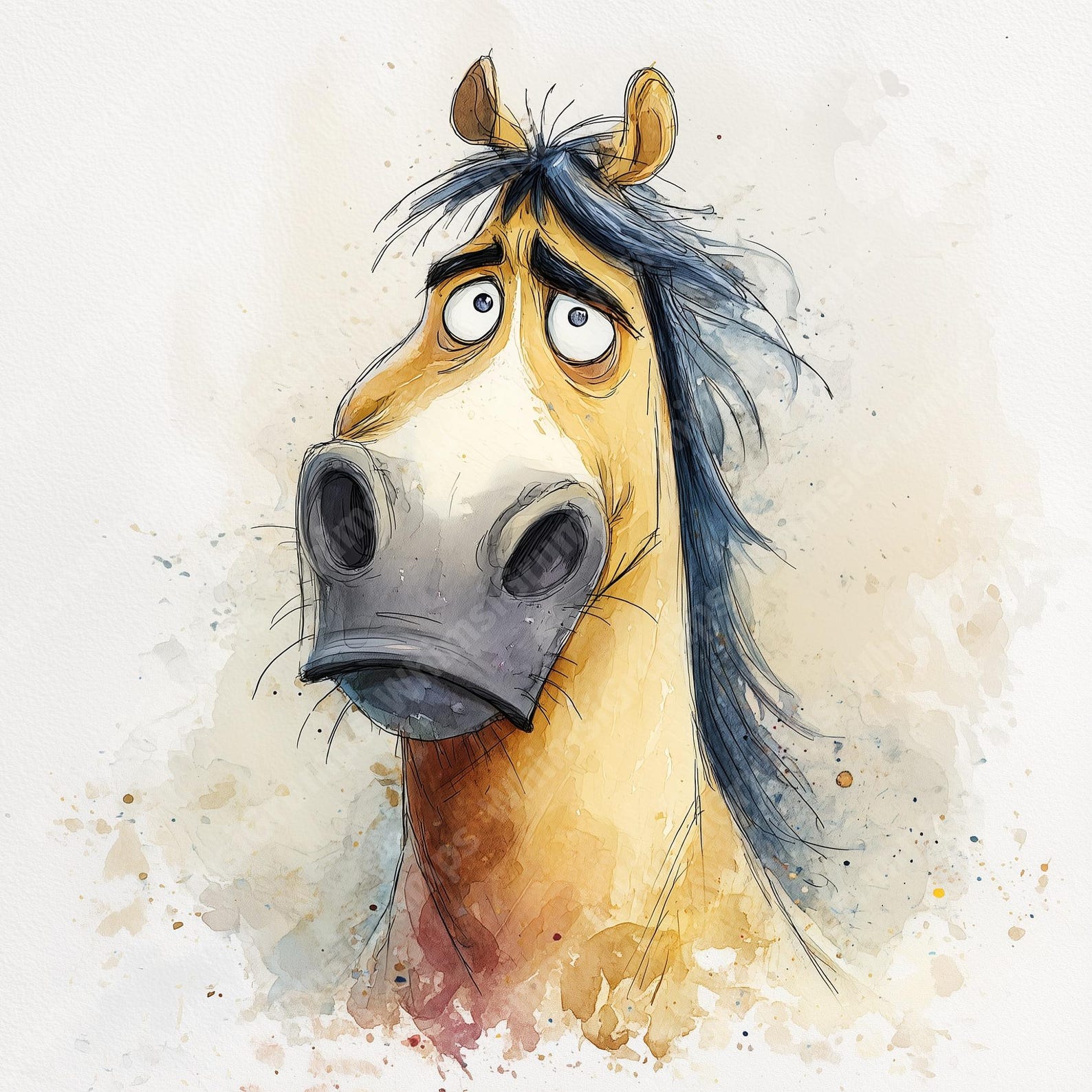 10 Grumpy Horse Clipart Bundle, Watercolor Sarcastic Quirky Silly ...