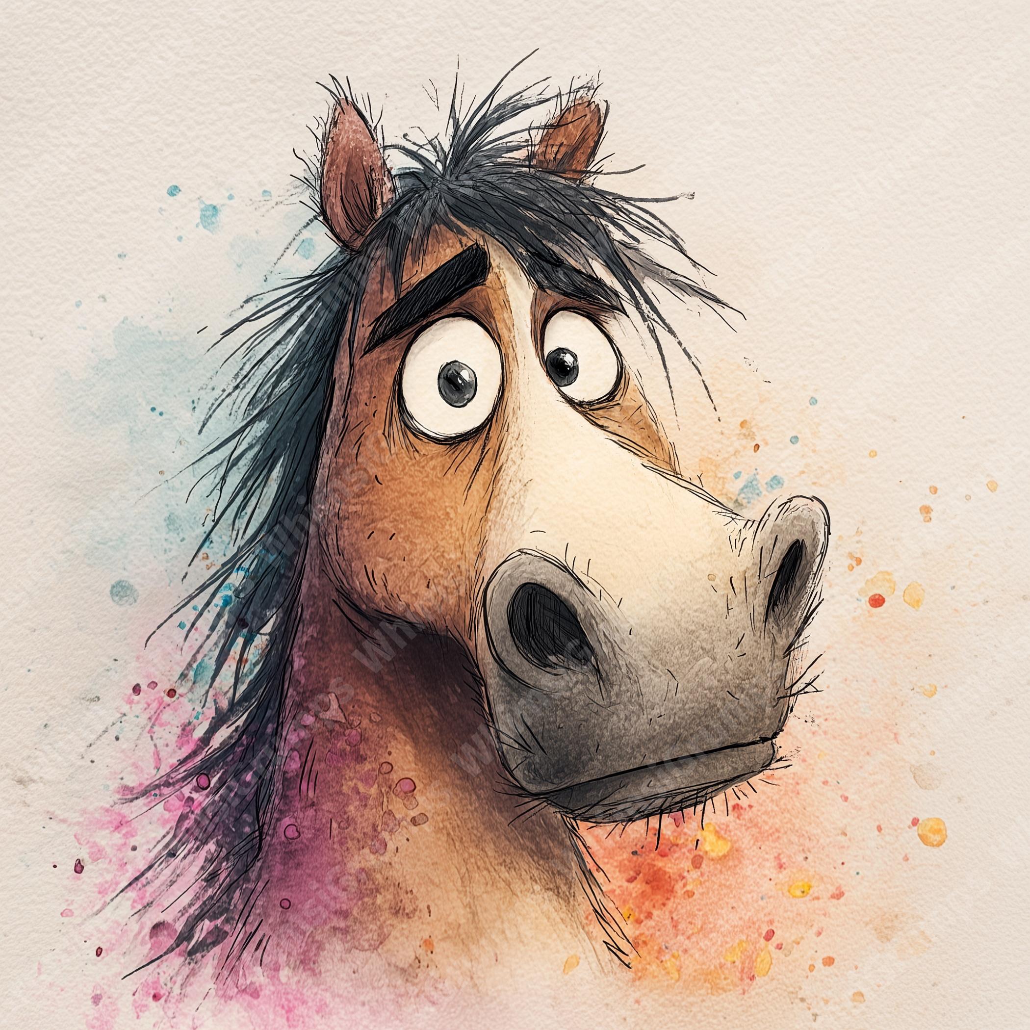 10 Grumpy Horse Clipart Bundle, Watercolor Sarcastic Quirky Silly ...