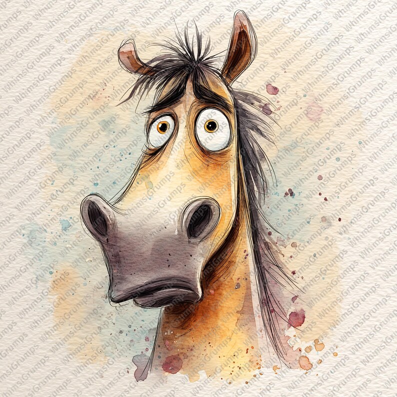 Grumpy Horse Clipart Bundle, Watercolor Sarcastic Horse Pngs for ...