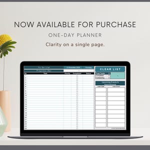 One-page Excel Planner With 25 Task Slots, Live Date & Progress ...