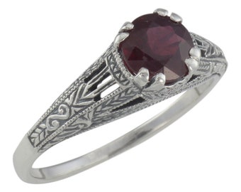 Ruby Filigree Ring | Etsy