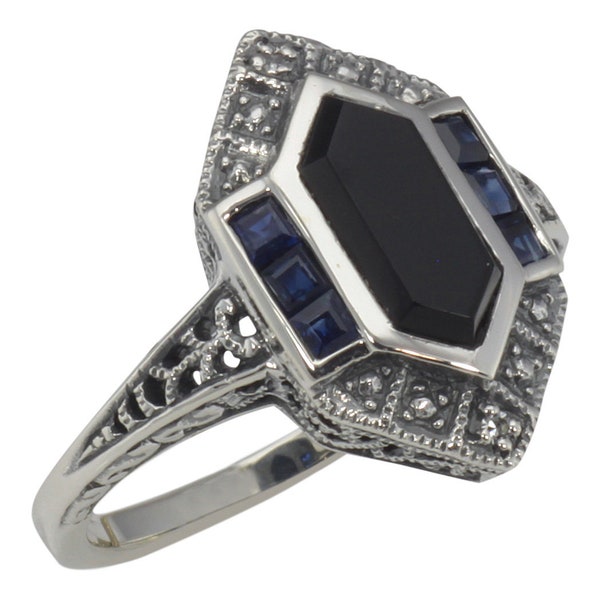 Art Deco Onyx Ring - Etsy