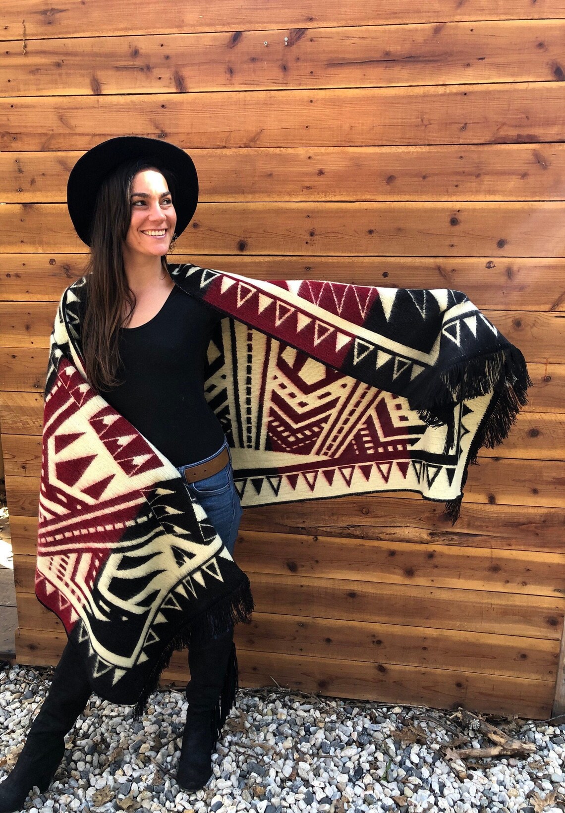 ETHNIC NATIVE SHAWL Polynesian Design Wrap Boho Alpaca Cozy | Etsy