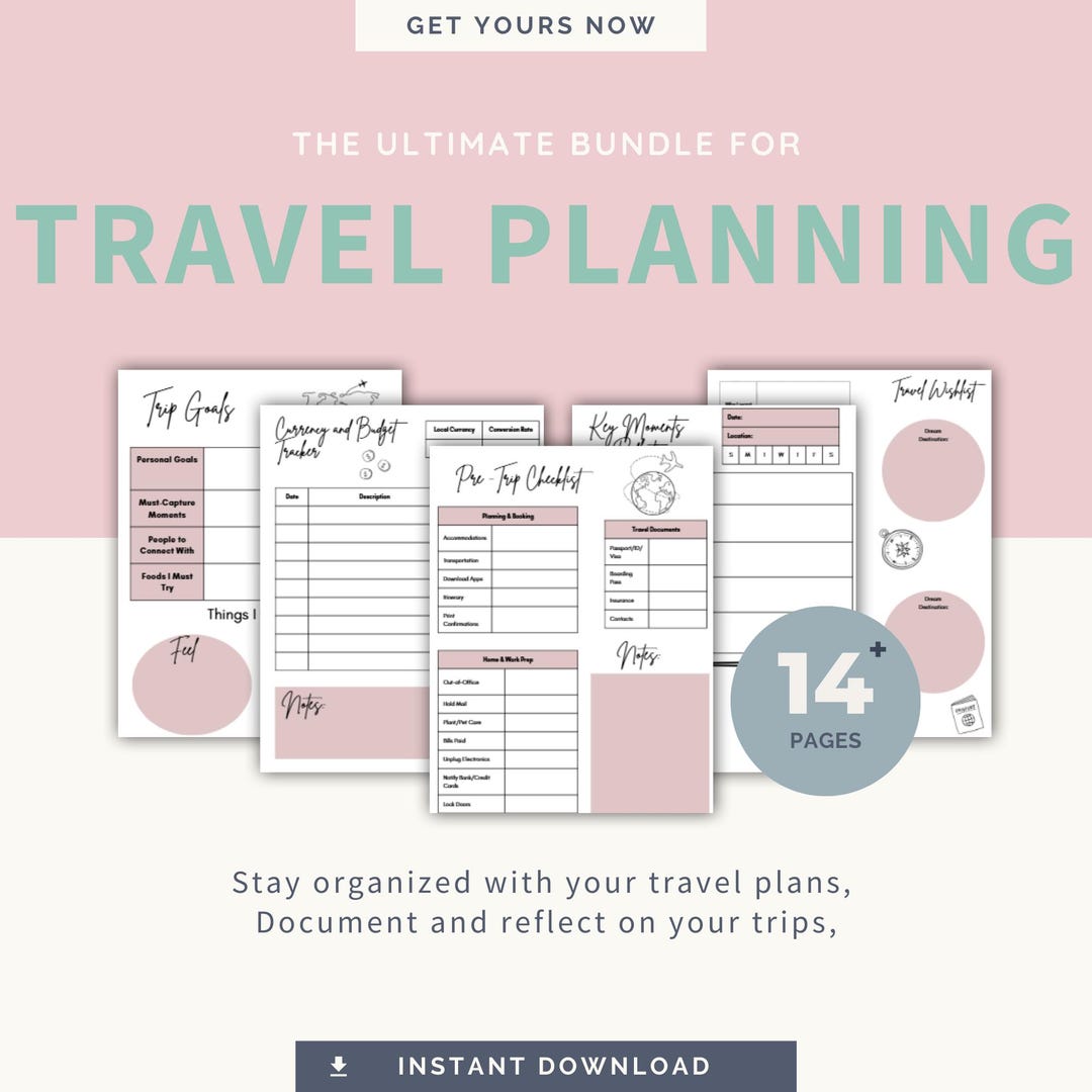 Printable Travel Planner: Digital Download Vacation Journal & Trip ...