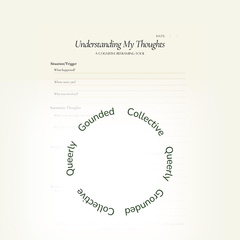 Cognitive Reframing Worksheet | CBT Thought Record Printable | Mental ...