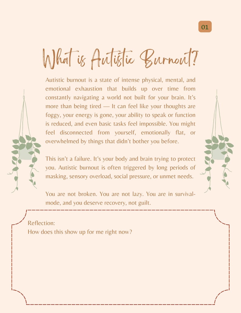 Autistic Burnout Recovery Workbook | Mental Health Printable PDF | Nd ...
