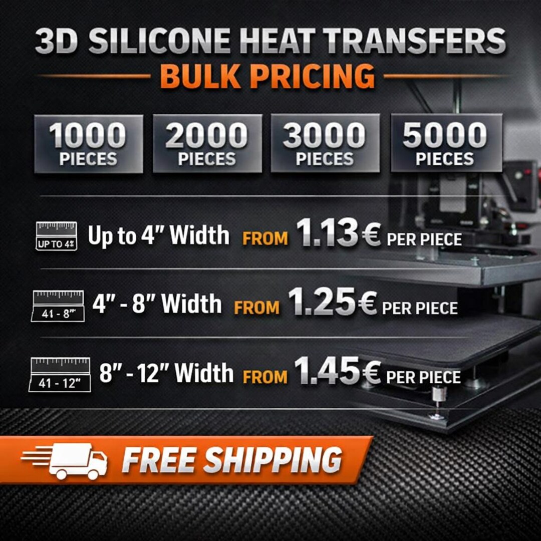 Bulk 3D Silicone Heat Transfers Custom Logo | High Volume Orders 1000 ...