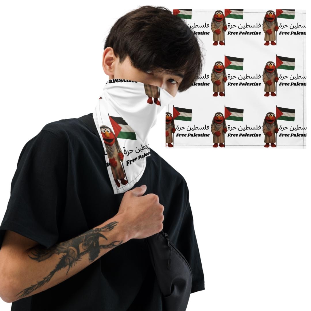 Elmo Free Palestine Bandana, Protest Head Scarf or Neck Wrap, Pro ...