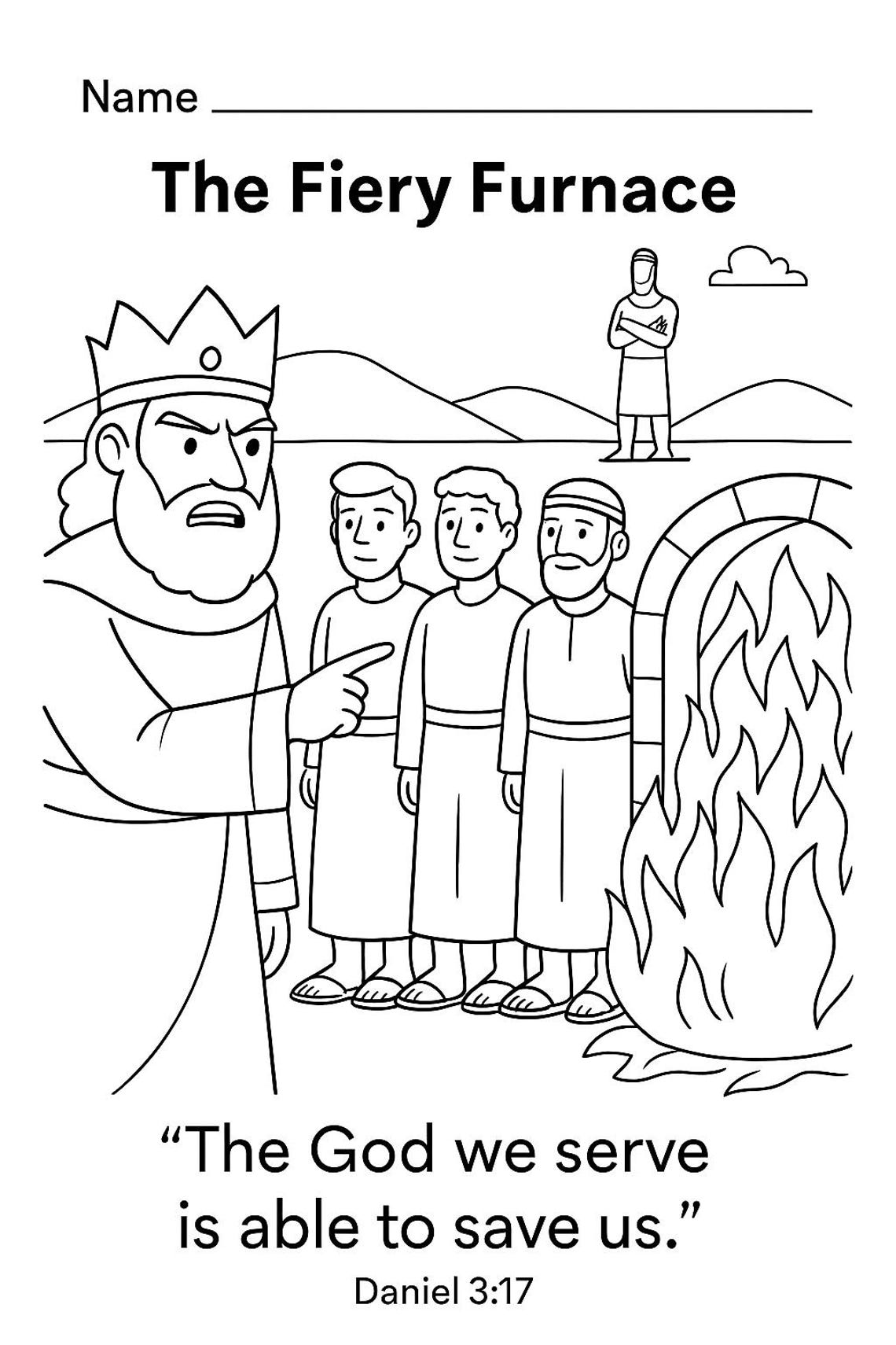 Fiery Furnace Bible Story & Coloring Page: Kids Christian Lesson (PDF ...