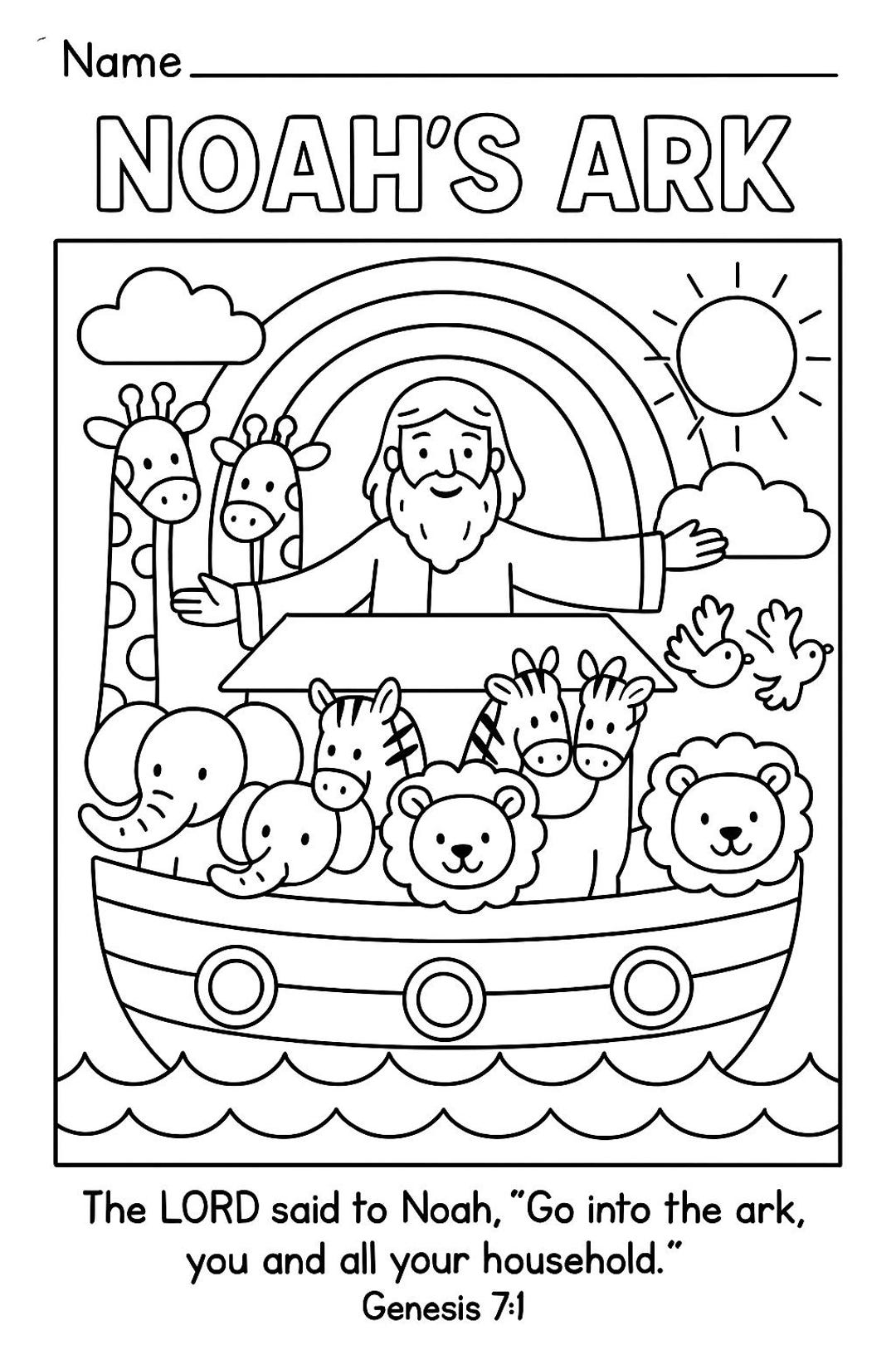 Noah's Ark Coloring Page & Bible Story for Kids – Printable Sunday ...