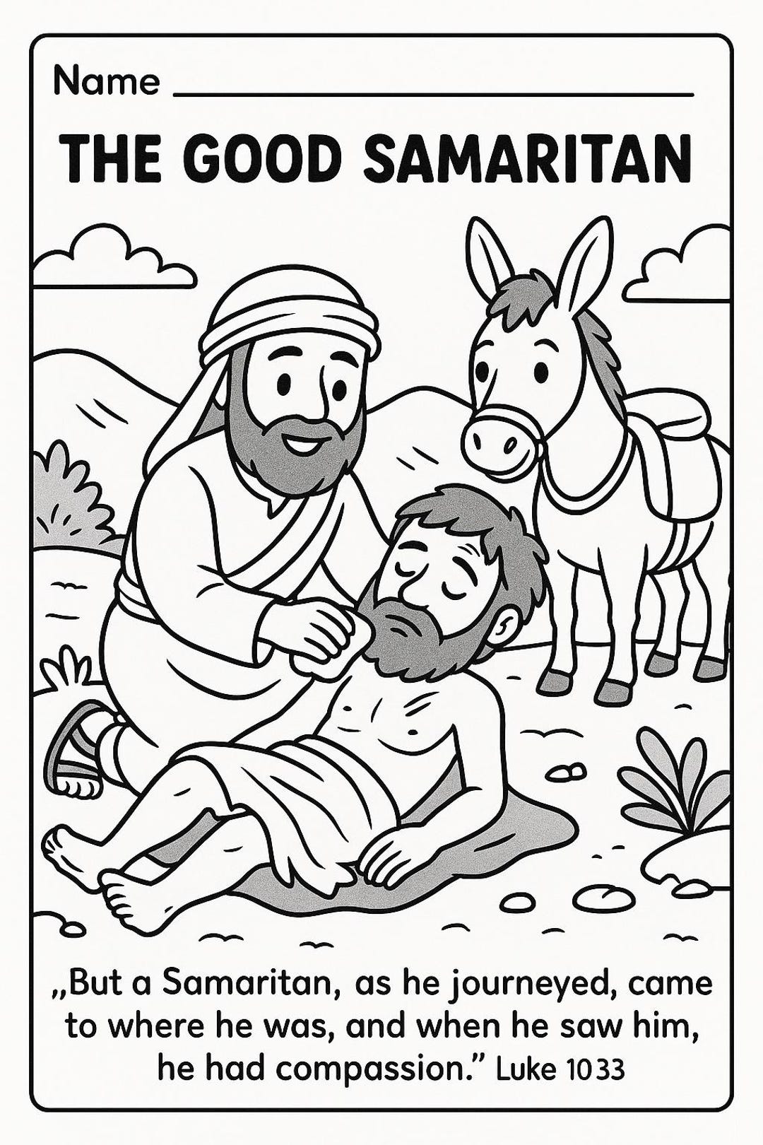 Good Samaritan Story & Coloring Page | Kids Bible Lesson Printable ...