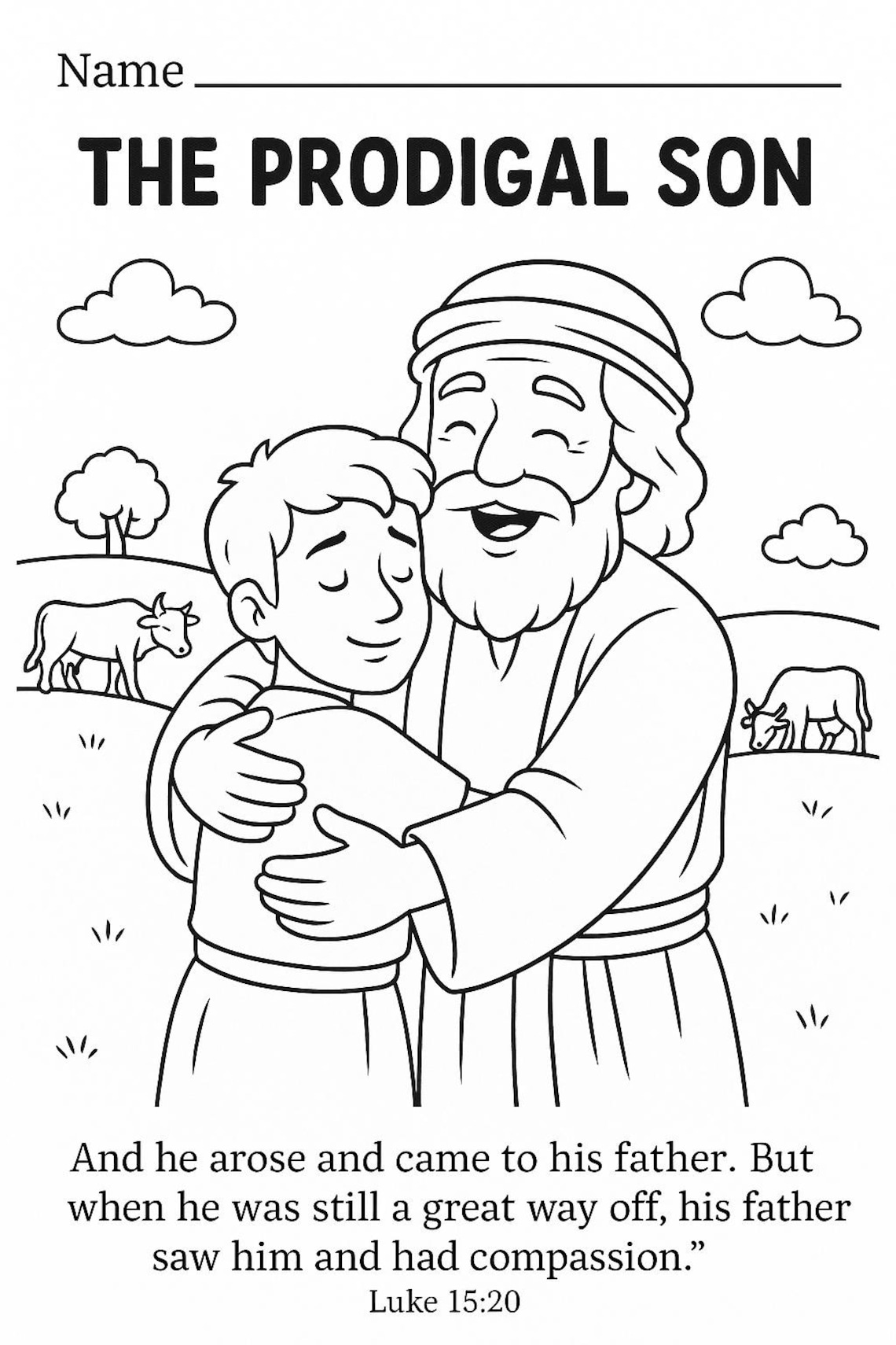 The Prodigal Son Bible Coloring Page & Story for Kids – Christian ...