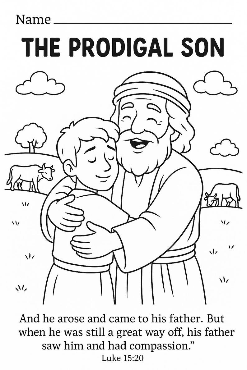 The Prodigal Son Bible Coloring Page & Story for Kids – Christian ...