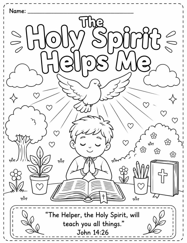Holy Spirit Bible Activity Pack for Kids, Christian Printable PDF PNG ...