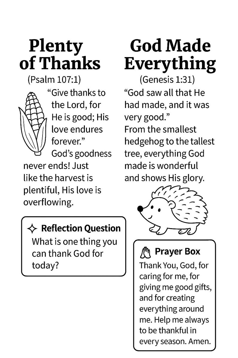 Fall Bible Devotional & Coloring Pages for Kids: Thanksgiving Gratitude ...