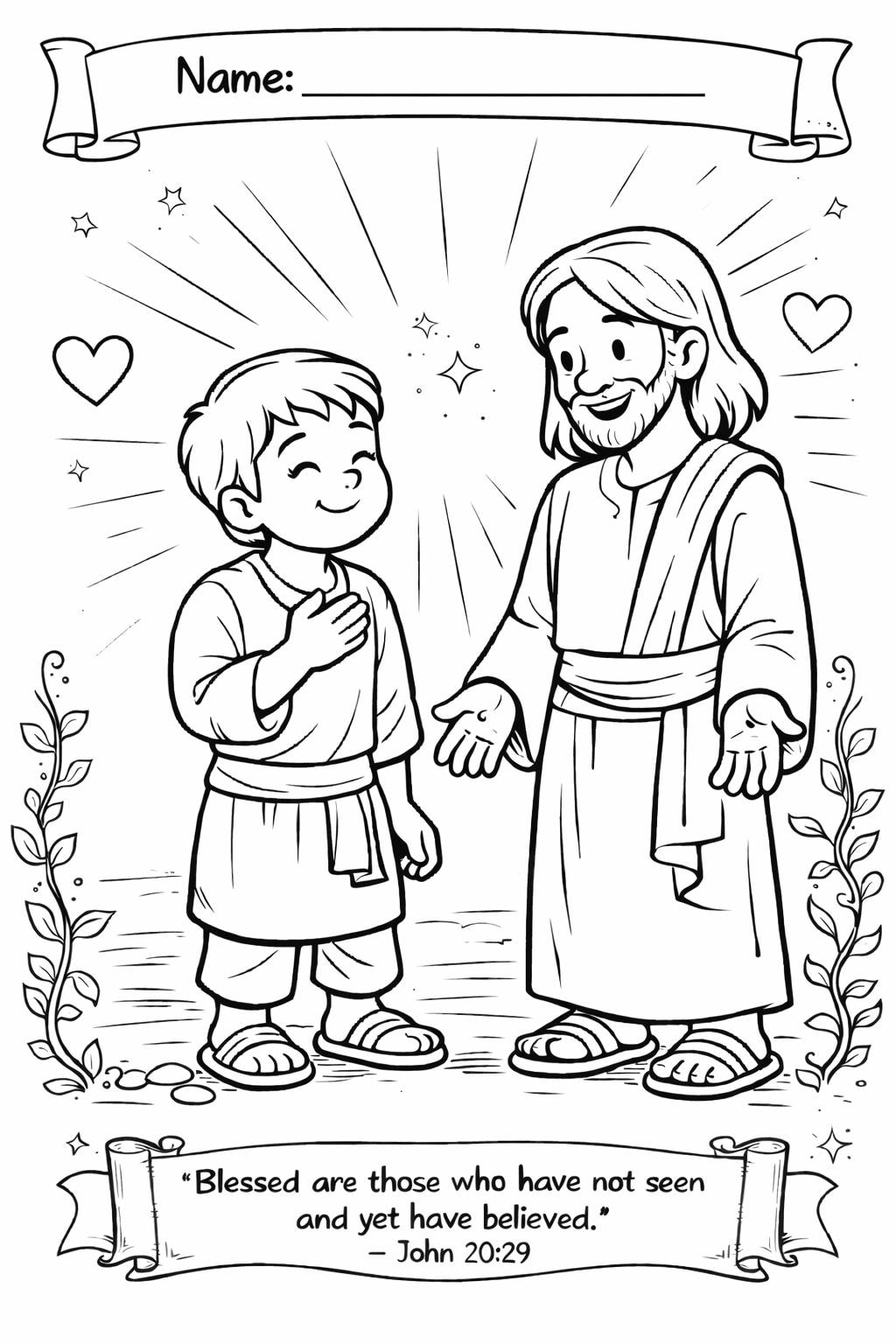 Doubting Thomas Bible Activity Set for Kids | Coloring Page, Story and ...