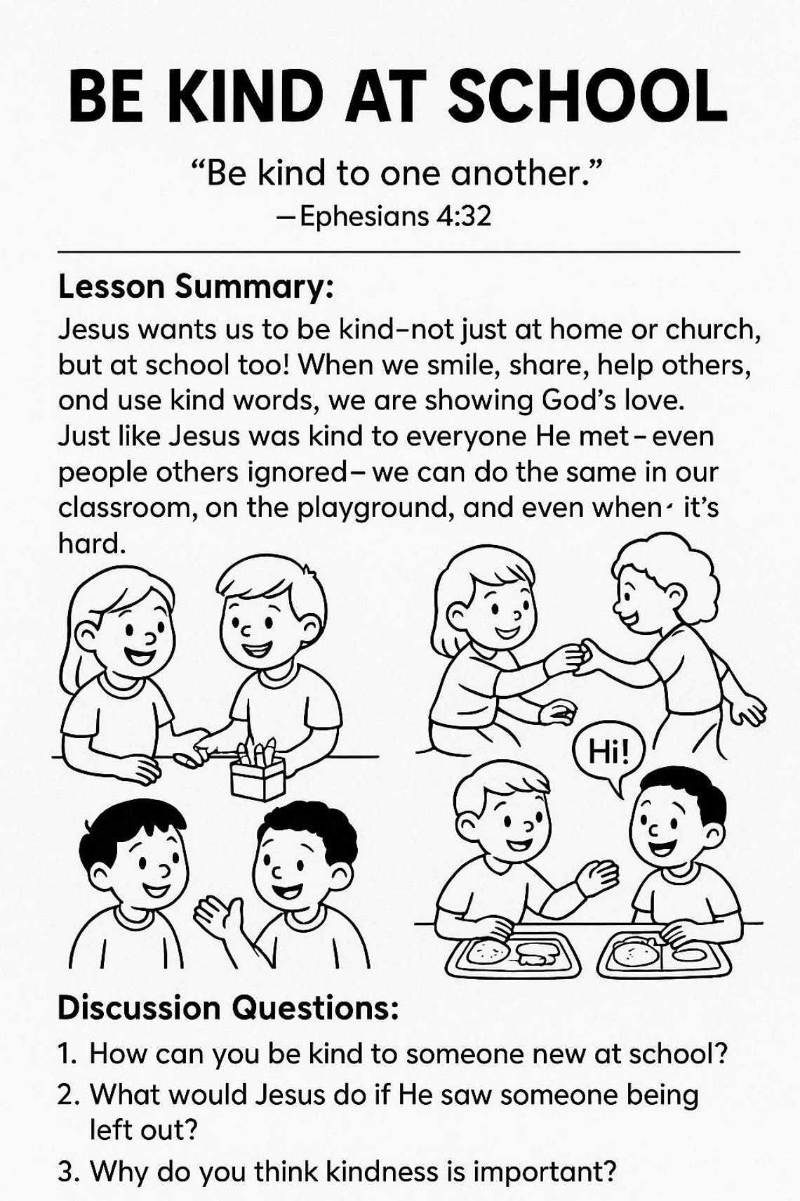 Kindness Activity Bundle: Bible Lesson, Tracker & Coloring Page ...