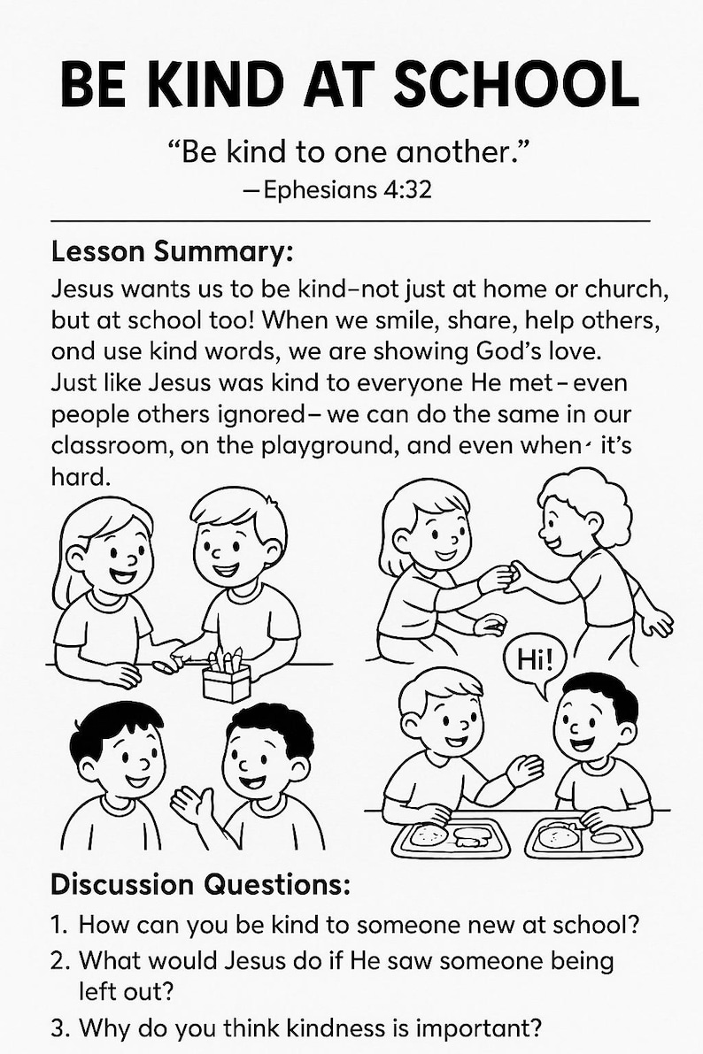 Kindness Activity Bundle: Bible Lesson, Tracker & Coloring Page ...