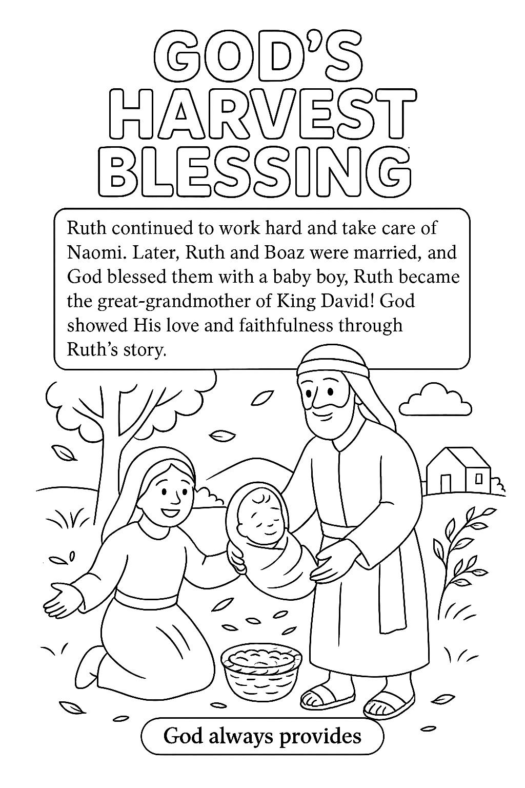 Ruth's Harvest Blessing Coloring Pages for Kids | Bible Story of ...