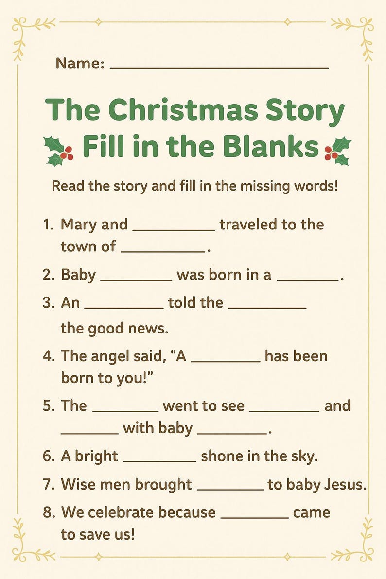 The Christmas Story Activity Bundle for Kids | Nativity Coloring Page ...