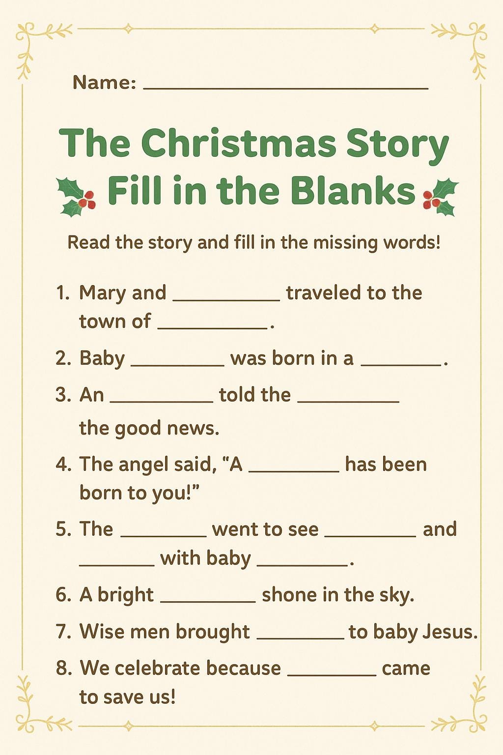The Christmas Story Activity Bundle for Kids | Nativity Coloring Page ...