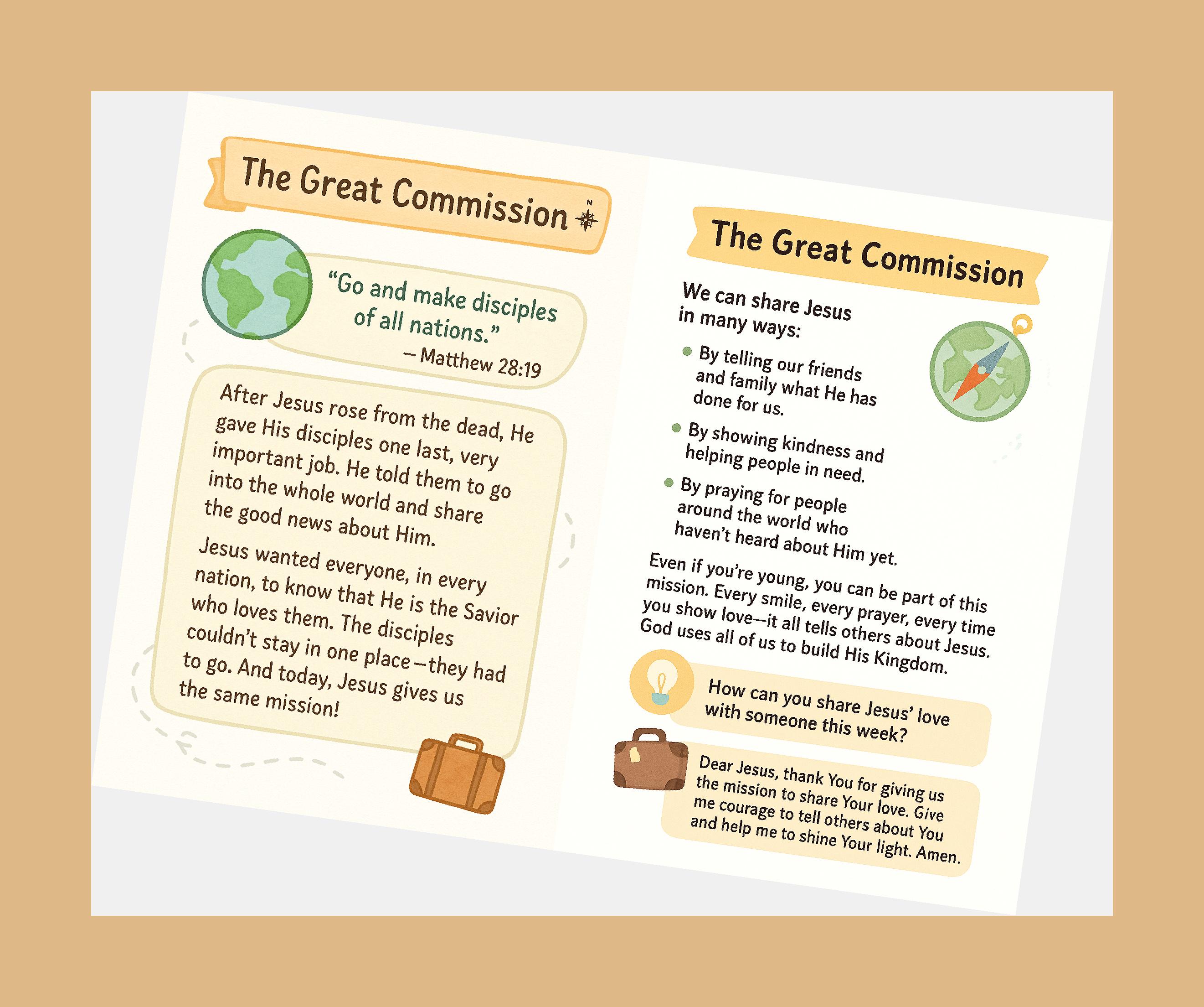 The Great Commission Kids Bible Lesson | Matthew 28:19 Devotional ...