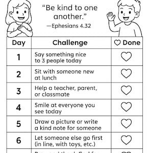 Kindness Activity Bundle: Bible Lesson, Tracker & Coloring Page ...