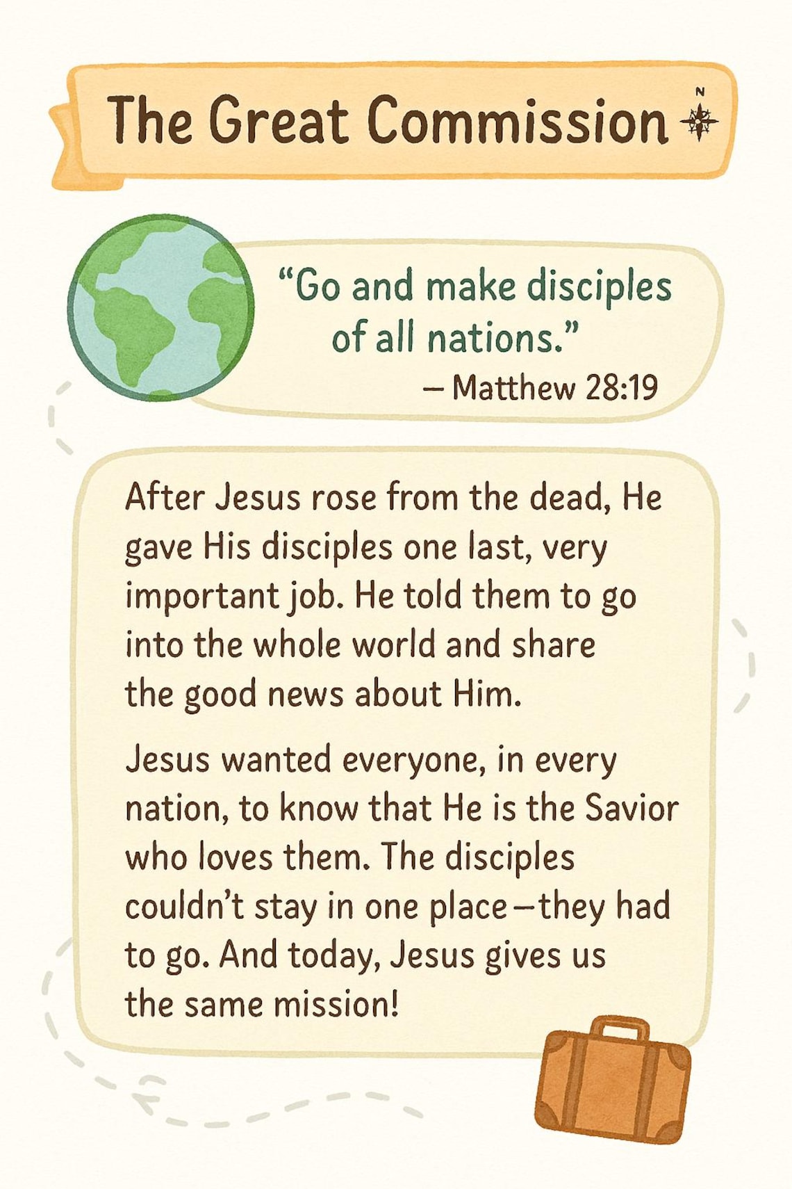 The Great Commission Kids Bible Lesson | Matthew 28:19 Devotional ...