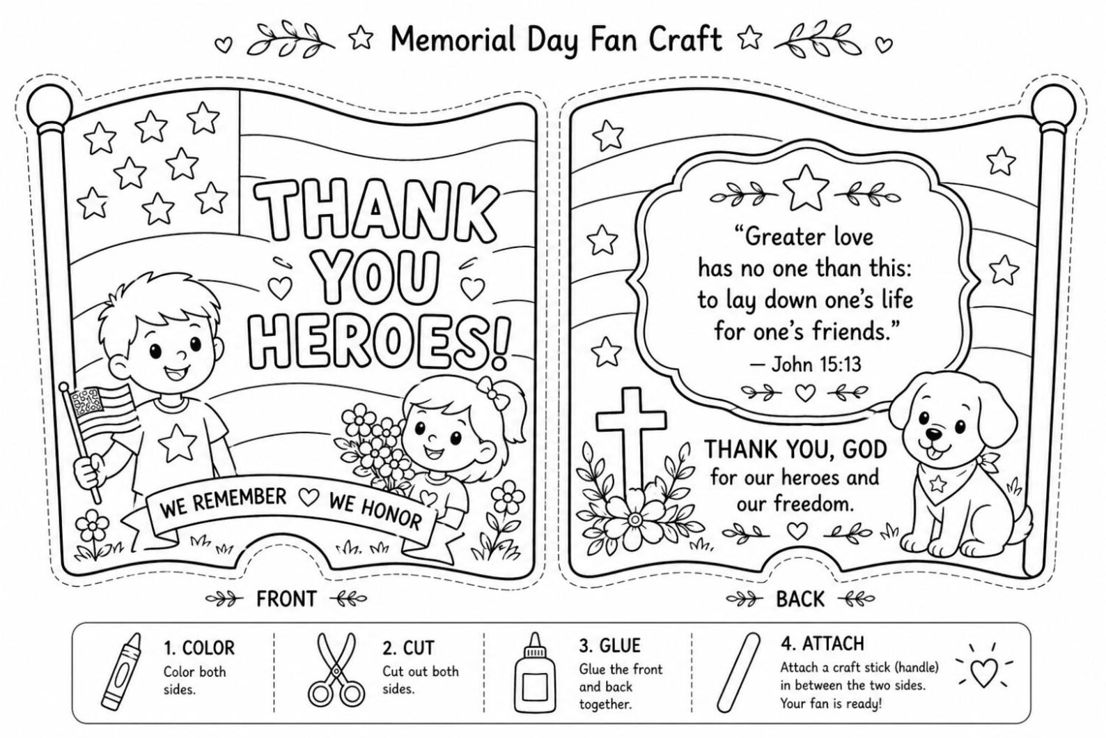 Memorial Day Printable for Kids | Christian Activity Bundle | Coloring ...