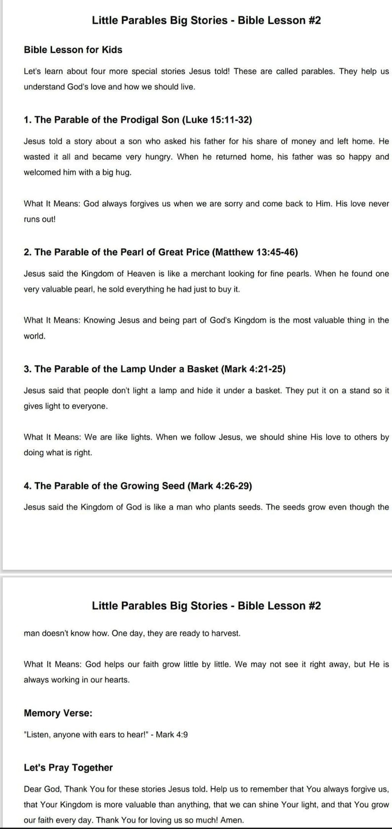 Parable Coloring Pages & Bible Lessons: Sunday School Printable ...