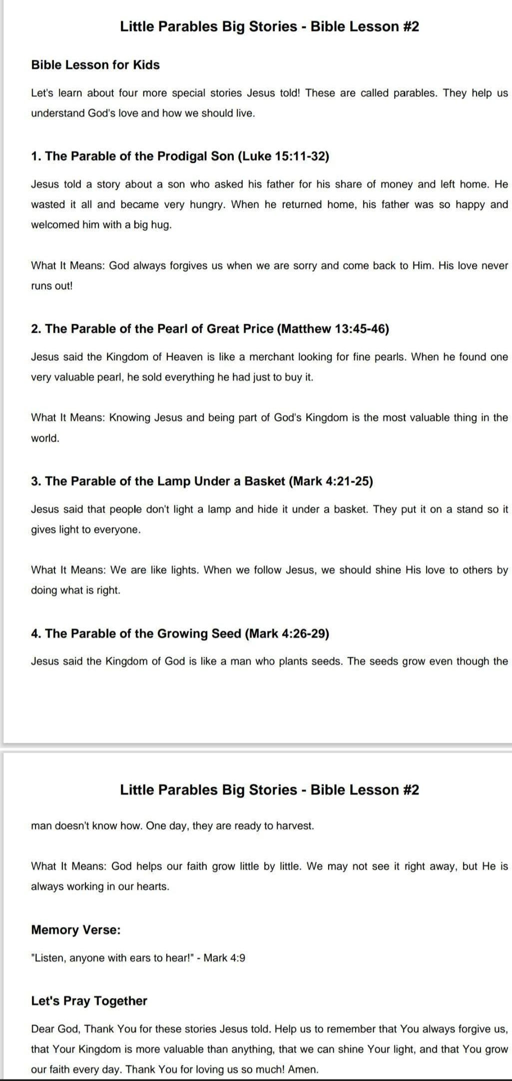 Parable Coloring Pages & Bible Lessons: Sunday School Printable ...