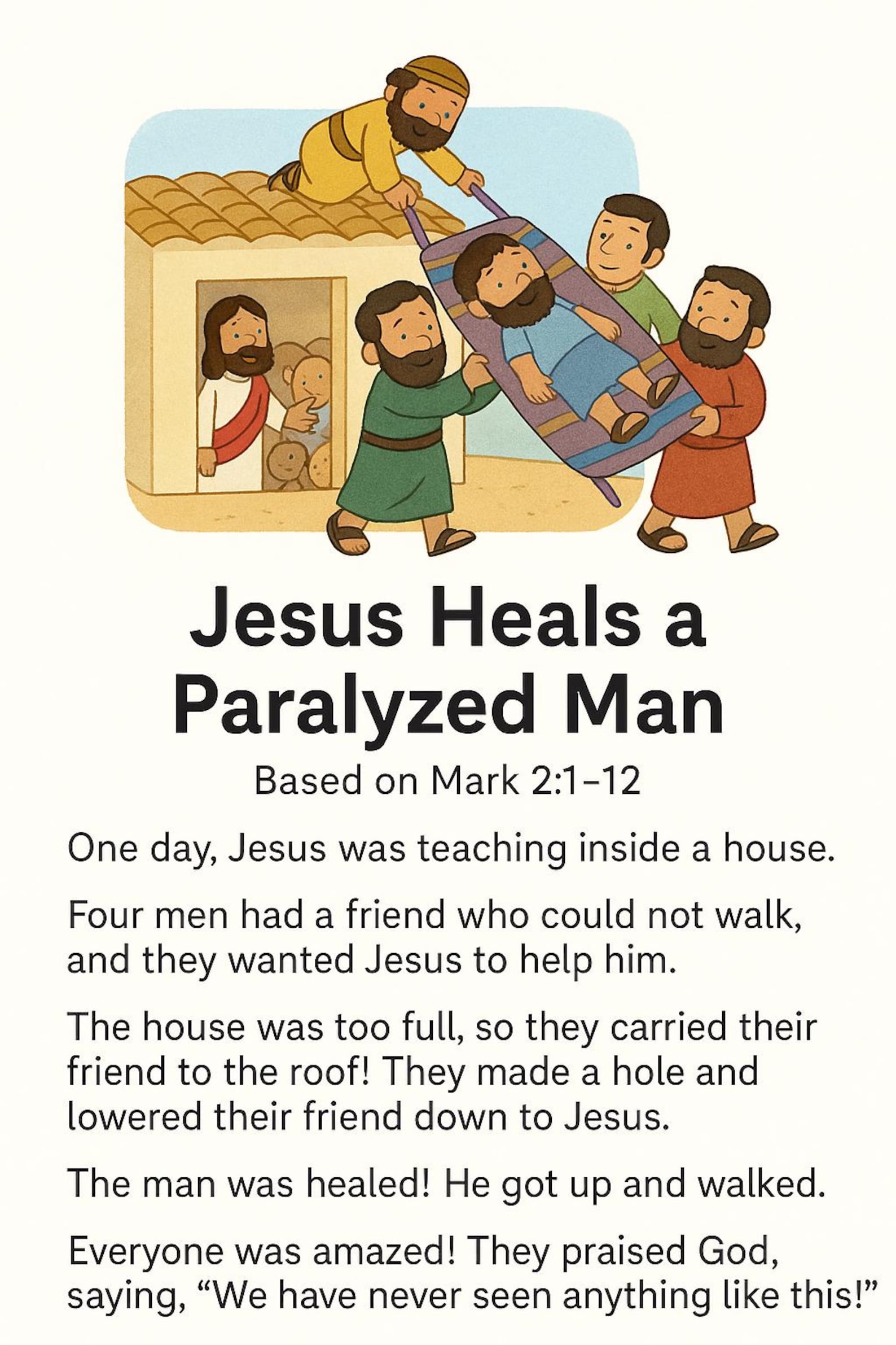 Jesus Heals Paralyzed Man Printable: Sunday School Coloring Page - Etsy