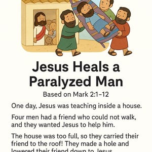 Jesus Heals Paralyzed Man Printable: Sunday School Coloring Page - Etsy