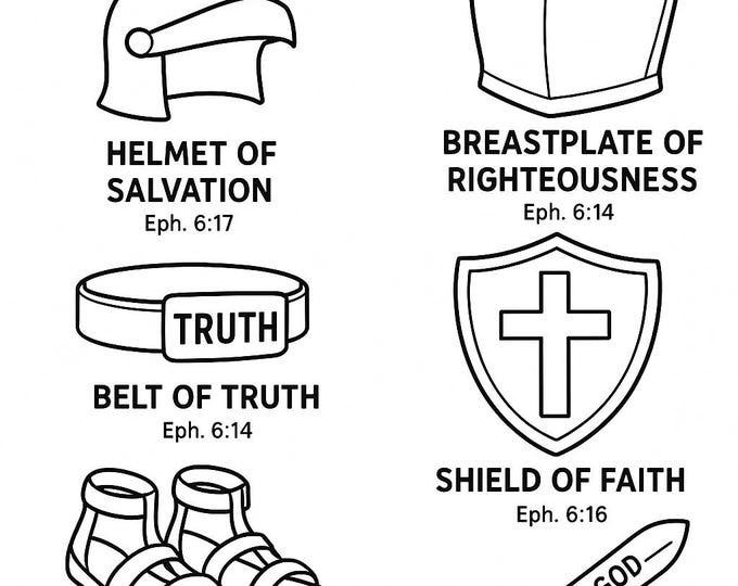Armor of God Coloring Page & Bible Lesson: Ephesians 6 Printable (PDF ...