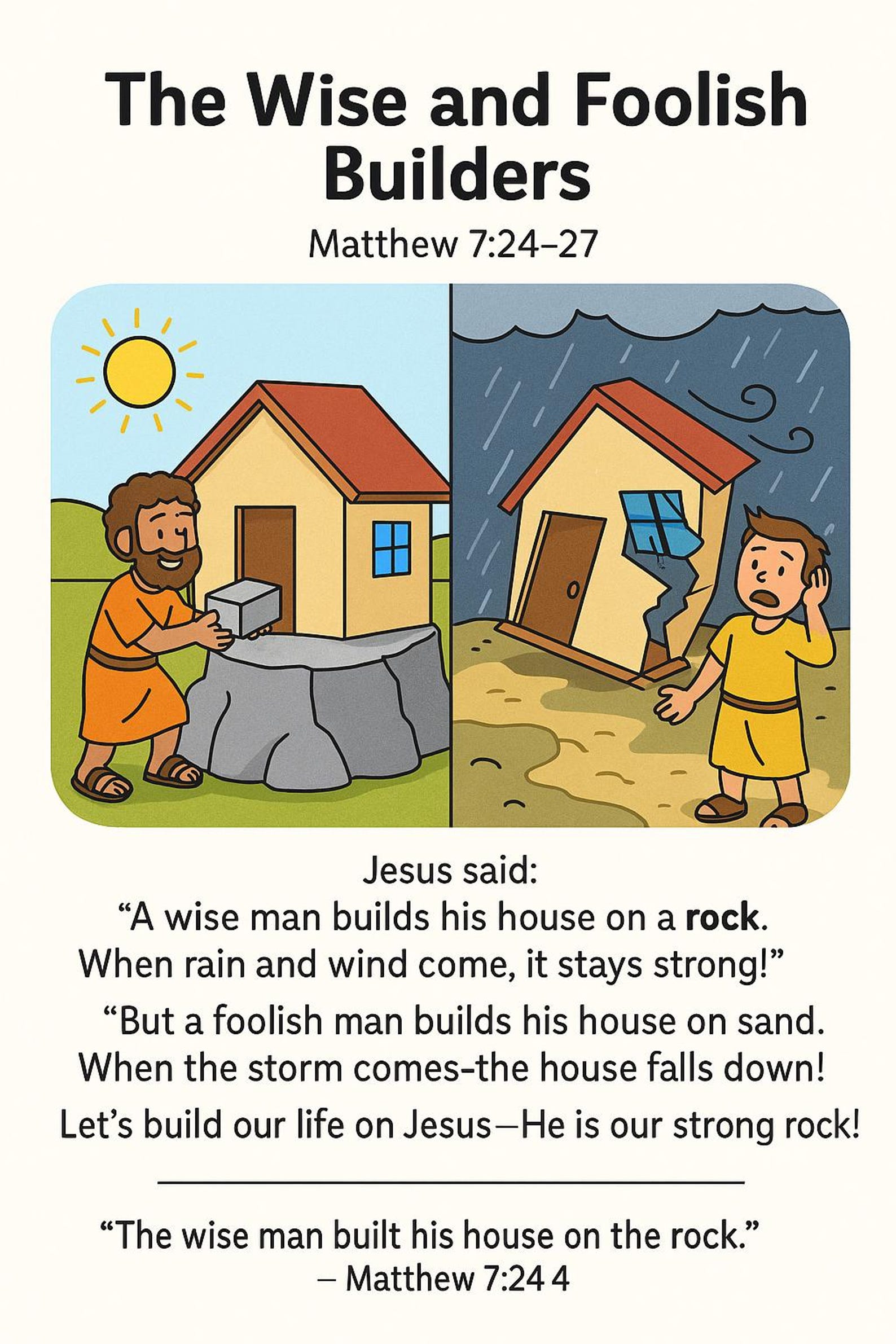Wise and Foolish Builders Bible Lesson Bundle | Kids Printable Activity ...