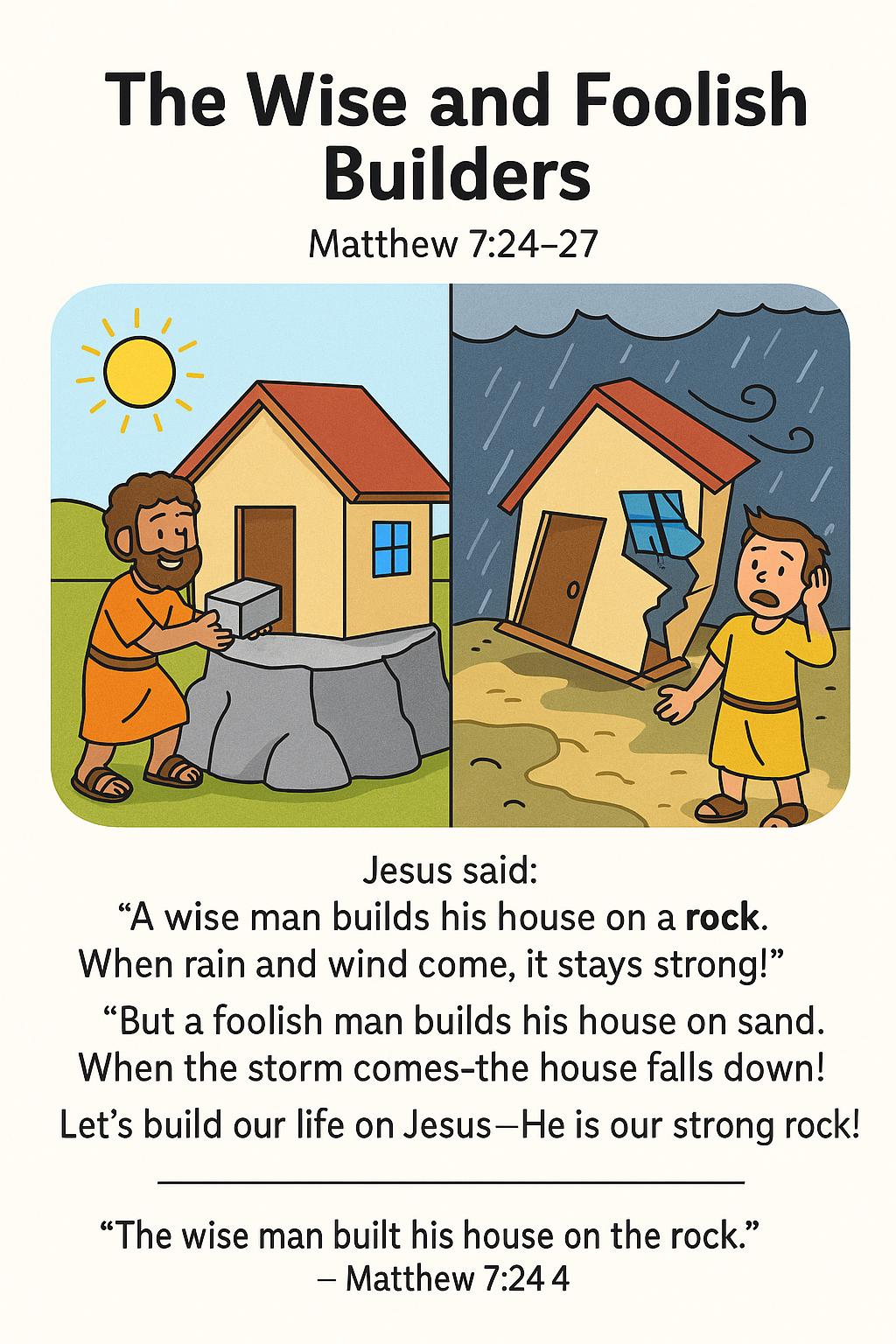 Wise and Foolish Builders Bible Lesson Bundle | Kids Printable Activity ...