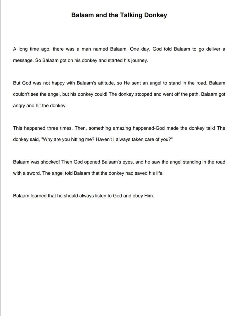 Balaam and the Talking Donkey Coloring Page: Unique Christian Kids ...