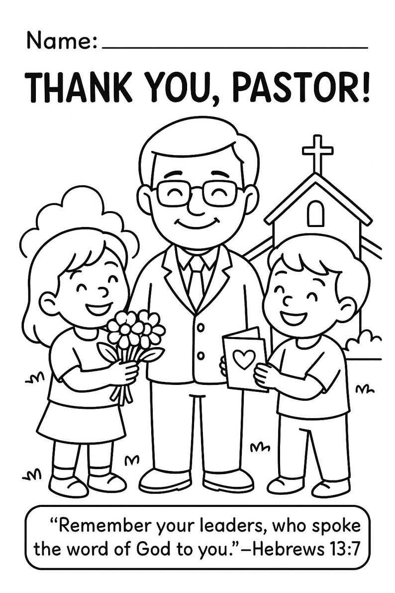 Pastor Appreciation Activity Bundle for Kids | Printable Coloring ...