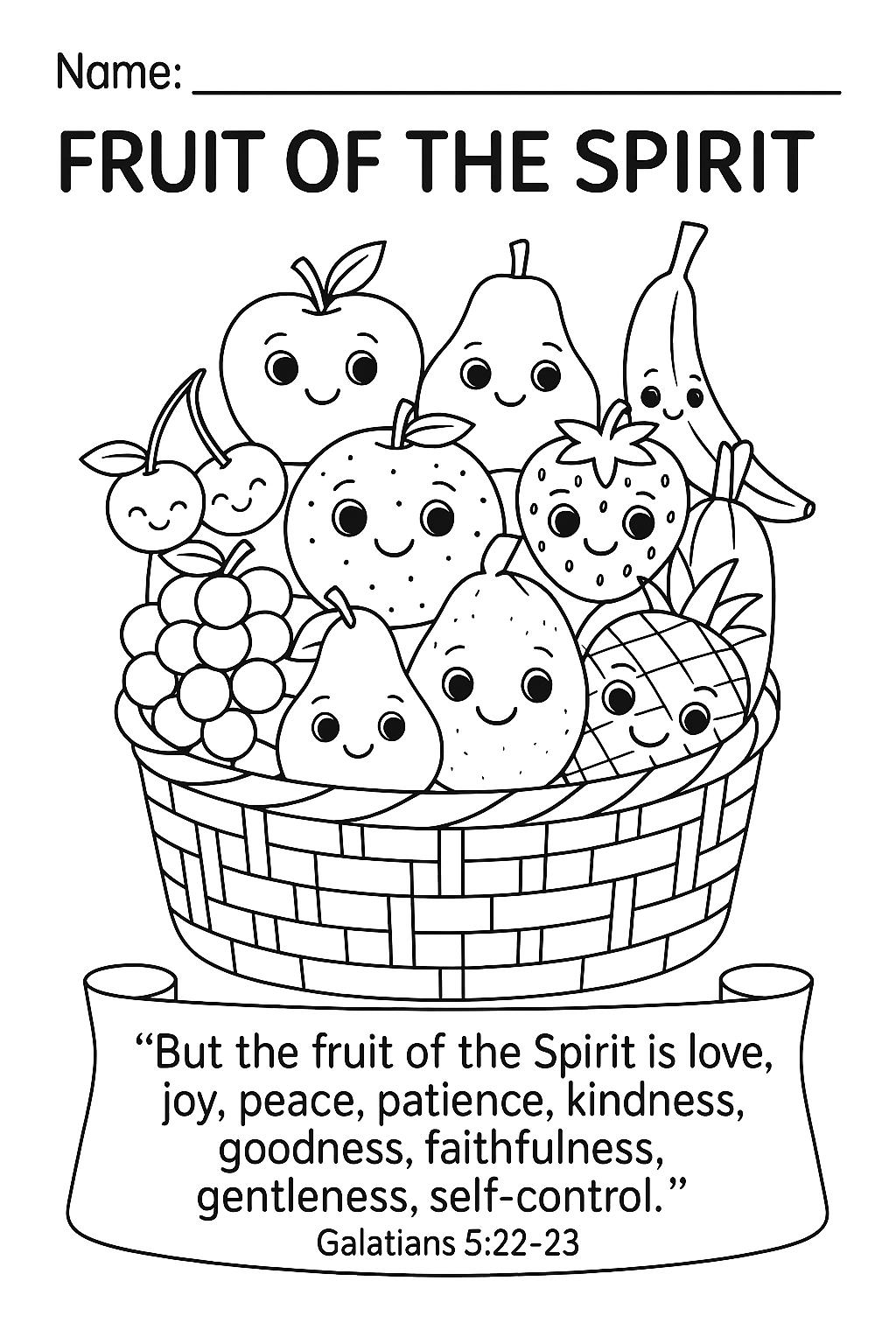 Fruits of the Spirit Bible Lesson & Coloring Page Bundle (PNG + PDF) - Etsy