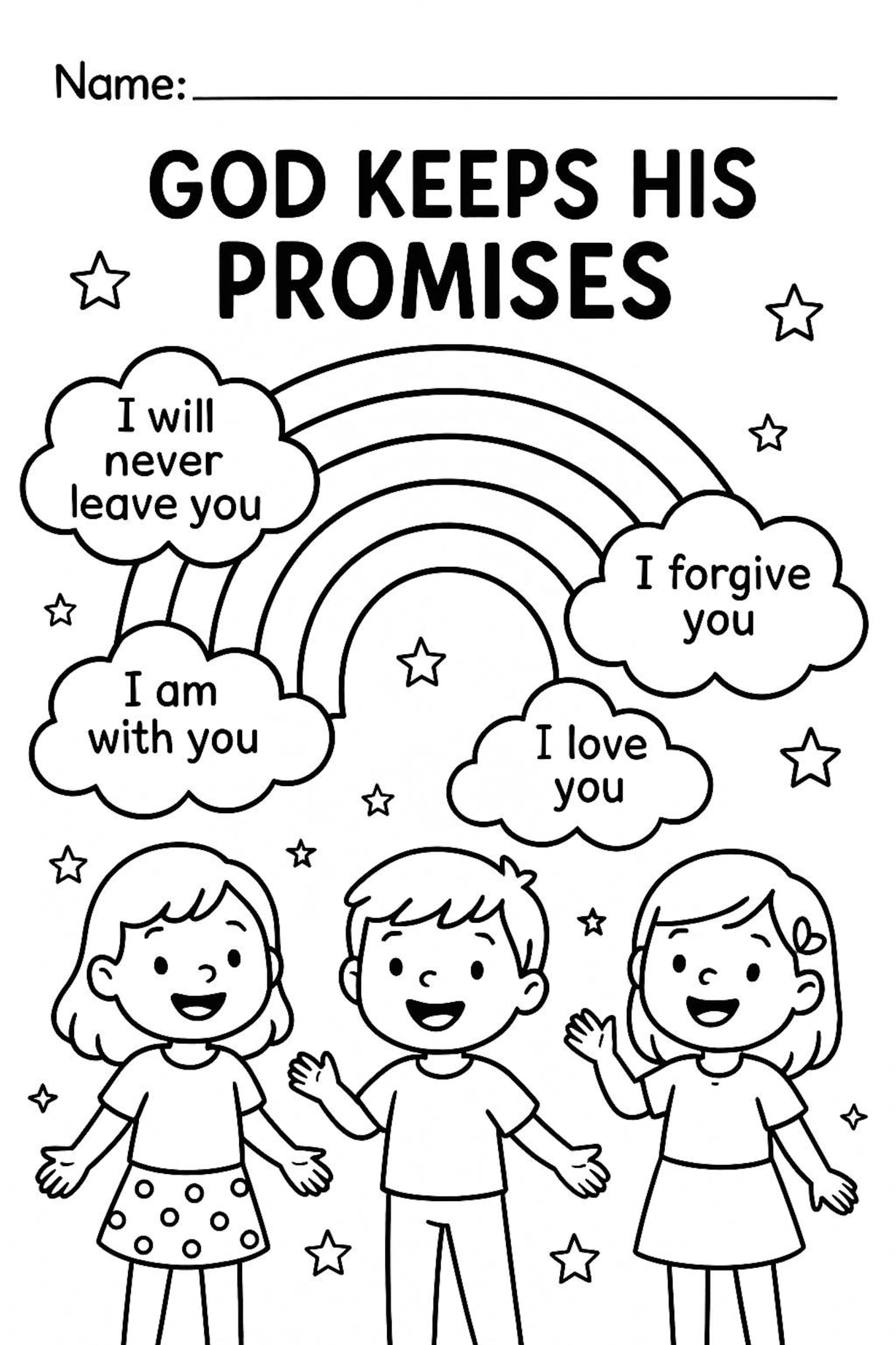 God's Promise Coloring Page & Mini Bible Lesson: Christian Kids ...