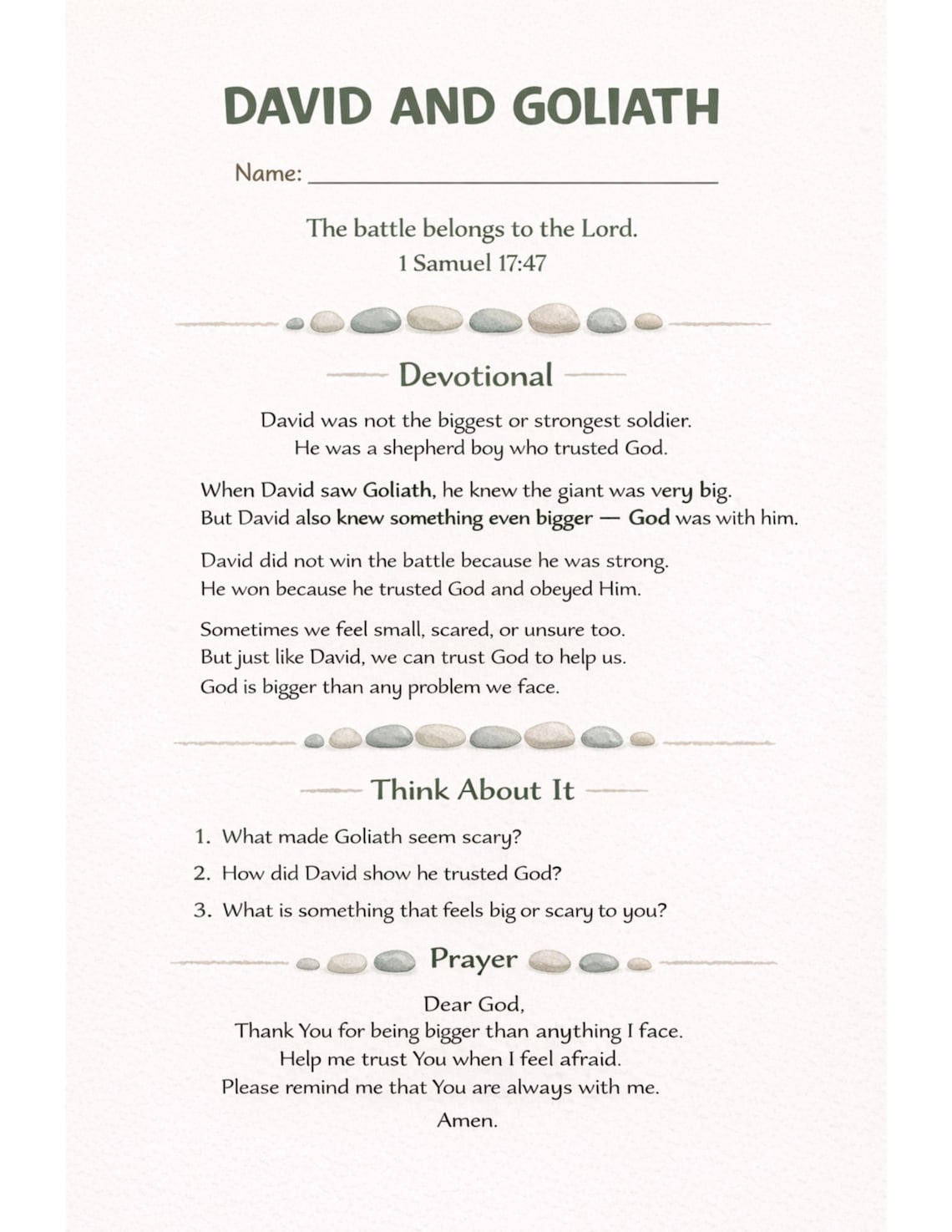 David and Goliath Coloring Page & Devotional | Bible Story Printable ...