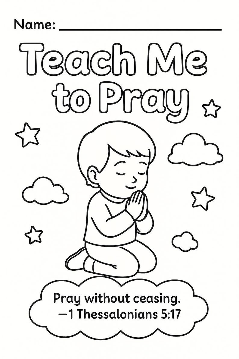 Kids Prayer Printable Pack: Coloring Page, Prayer Journal & Guide (PDF ...