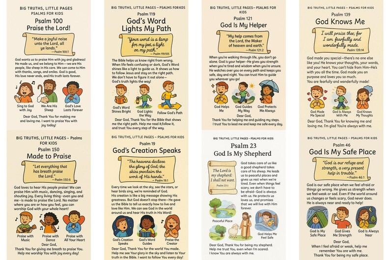 Psalms for Kids Printable Bible Lesson Bundle | 8 Week Devotional ...