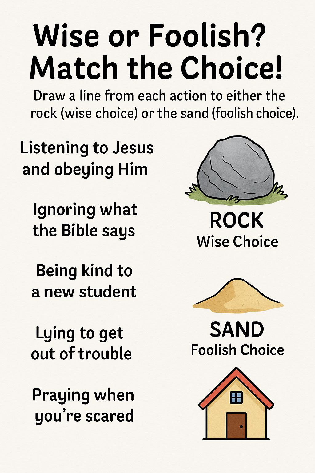 Wise and Foolish Builders Bible Lesson Bundle | Kids Printable Activity ...