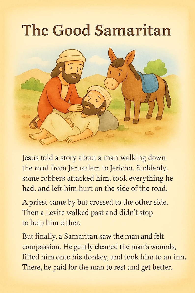 The Good Samaritan Kids Bible Lesson | Printable Devotional & Coloring ...
