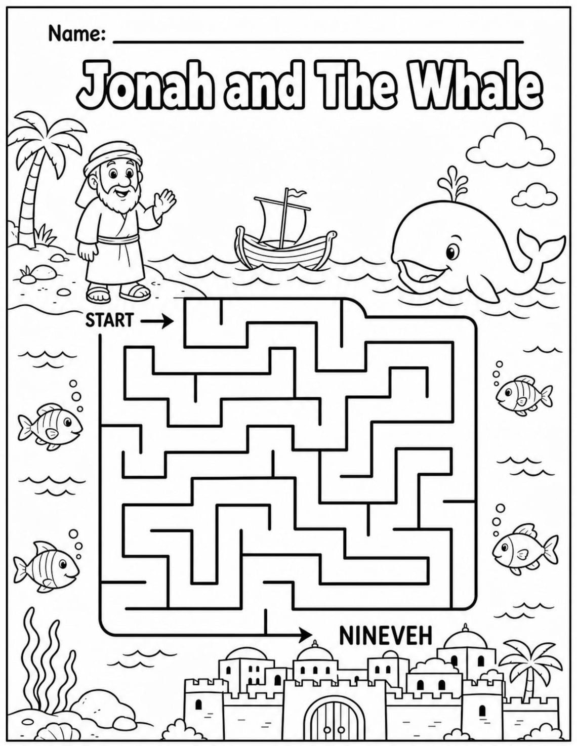 Jonah and the Whale Bible Lesson Bundle for Kids | Sunday School ...