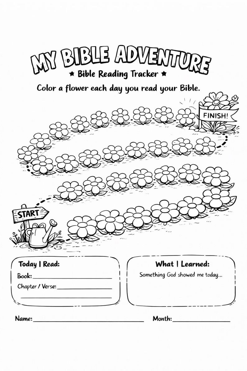 Kids Bible Reading Tracker Printable | Christian Bible Reading Chart for Kids | Bible Habit ...