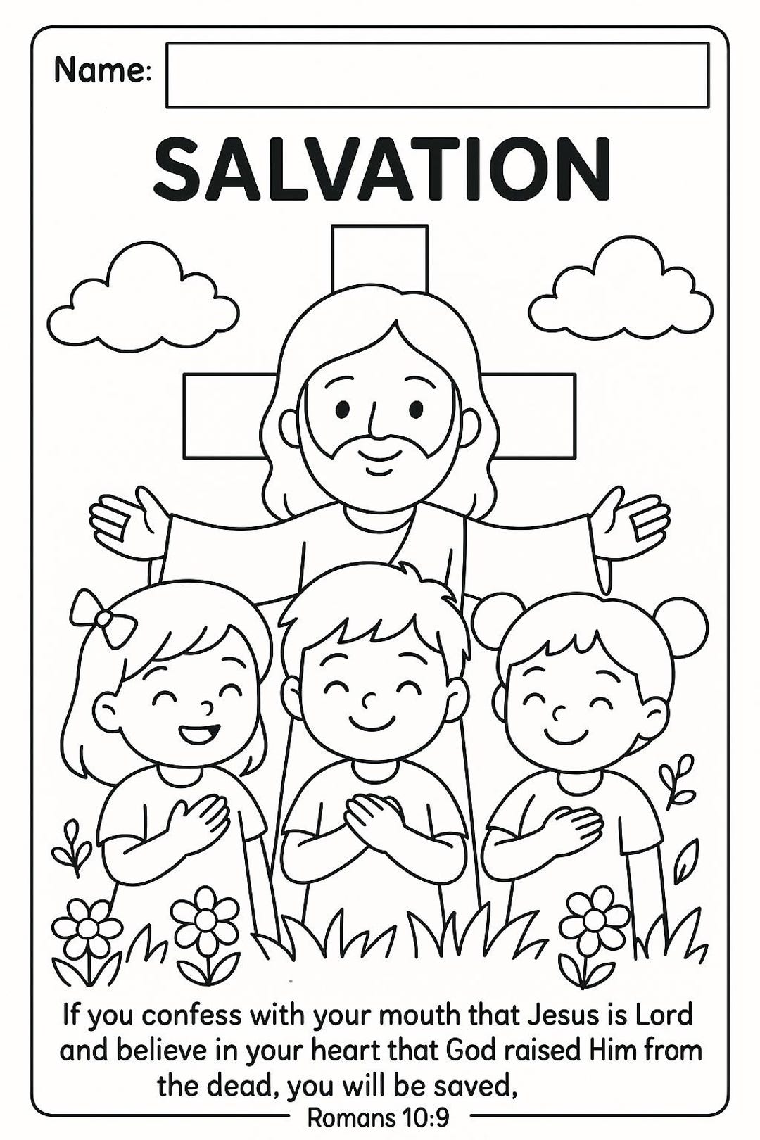 Salvation Coloring Page & Prayer: Christian Sunday School Activity (PDF ...