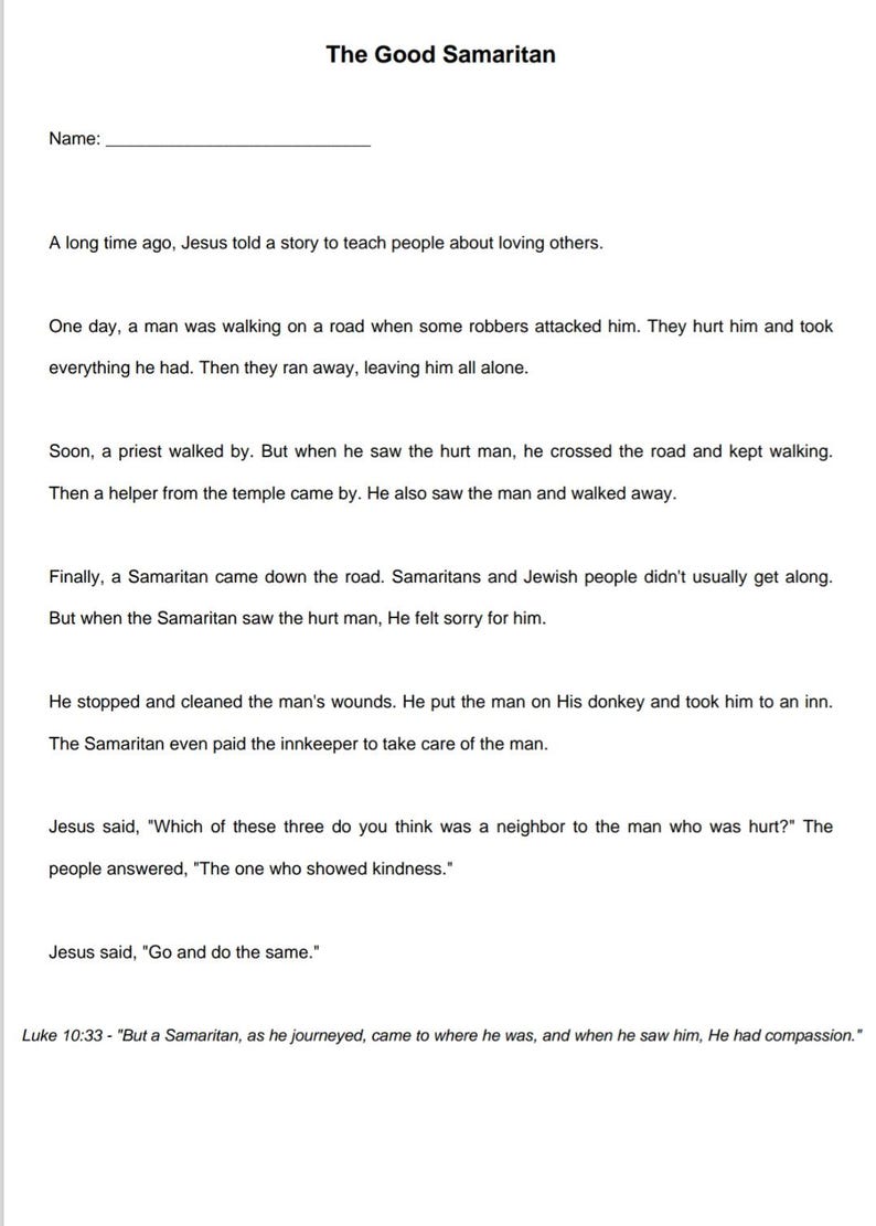 Good Samaritan Story & Coloring Page | Kids Bible Lesson Printable ...